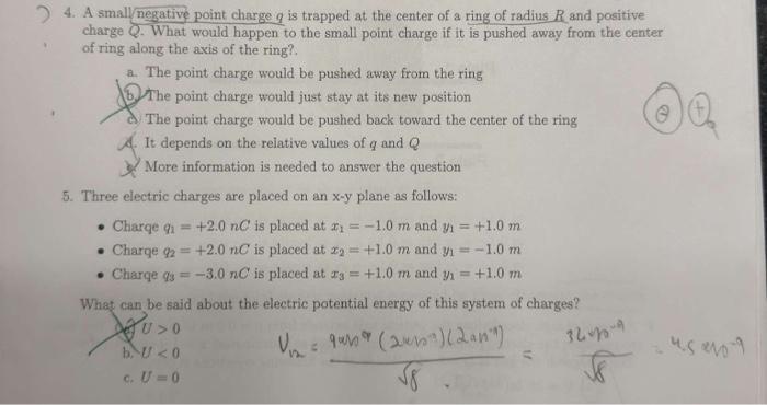 Solved 4. A smally negative point charge q is trapped at the | Chegg.com