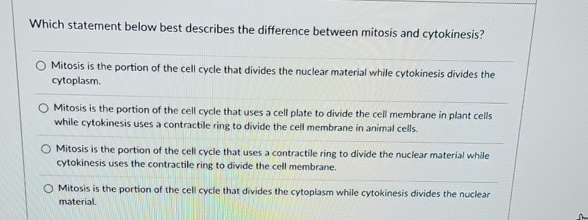 Solved Which statement below best describes the difference | Chegg.com