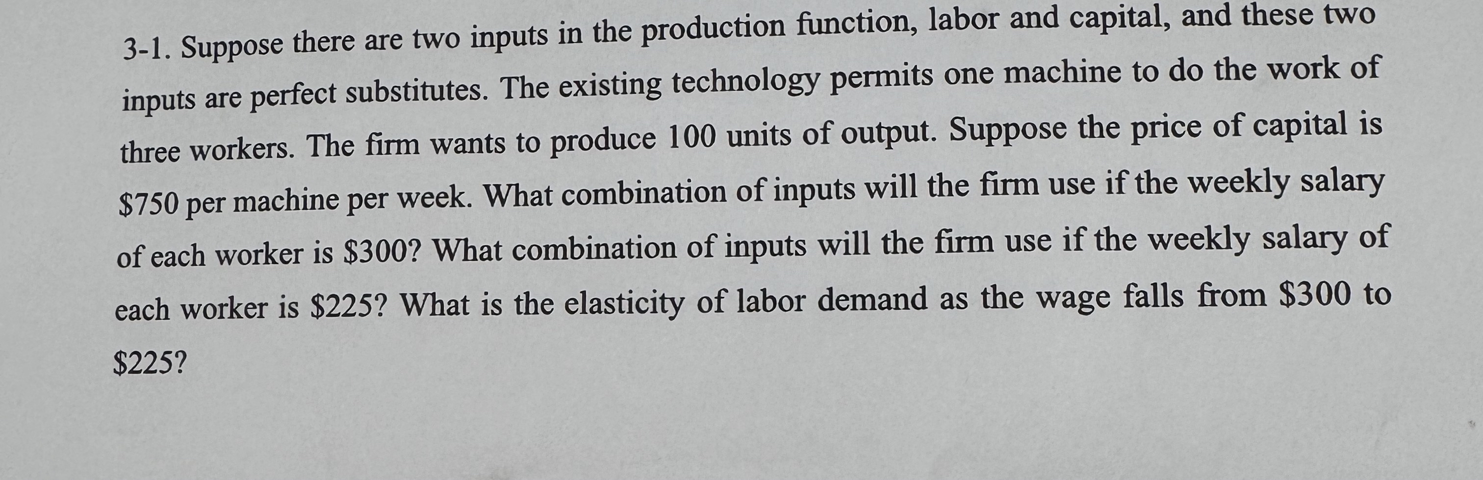 Solved 3-1. ﻿Suppose there are two inputs in the production | Chegg.com