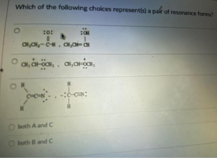 Solved Which of the following choices represent(s) a pair of | Chegg.com