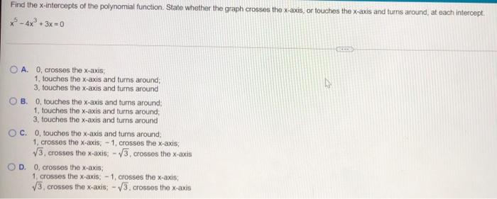Solved Find the x-intercepts of the polynomial function | Chegg.com