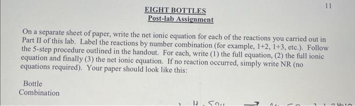 Solved On a separate sheet of paper, write the net ionic | Chegg.com