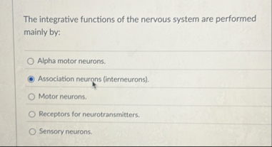 Solved The integrative functions of the nervous system are | Chegg.com
