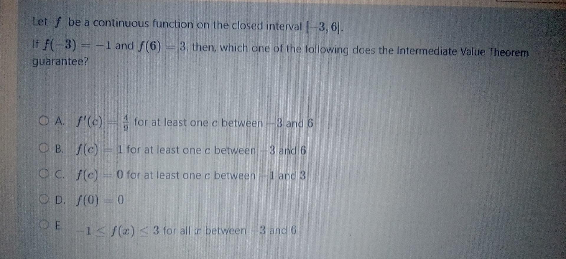 Solved Let F Be A Continuous Function On The Closed Interval Chegg