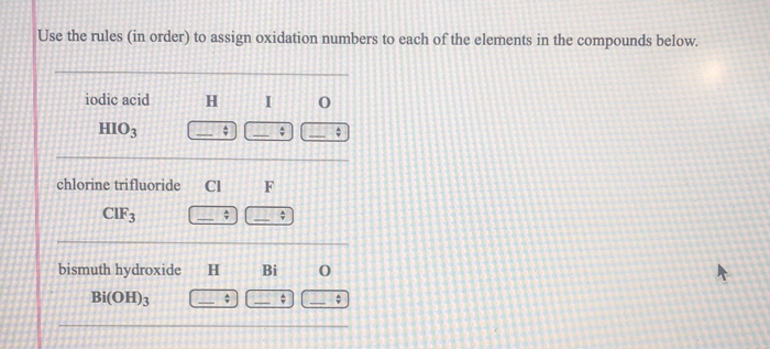 Solved Use the rules (in order) to assign oxidation numbers | Chegg.com