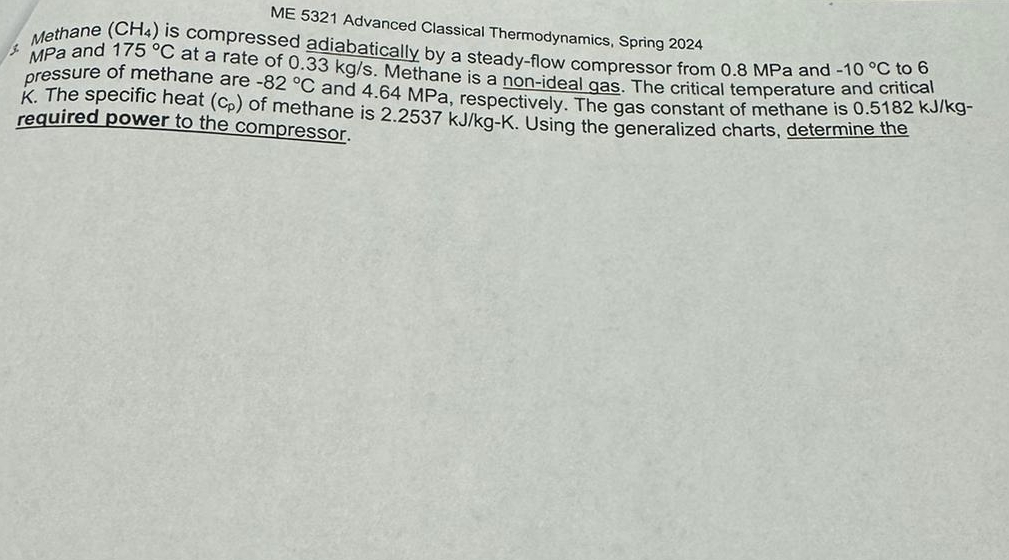 Solved Methane (CH4) ﻿is compressed adiabatically by a | Chegg.com
