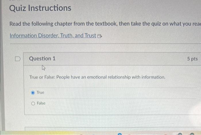 Quiz Instructions Read the following chapter from the | Chegg.com
