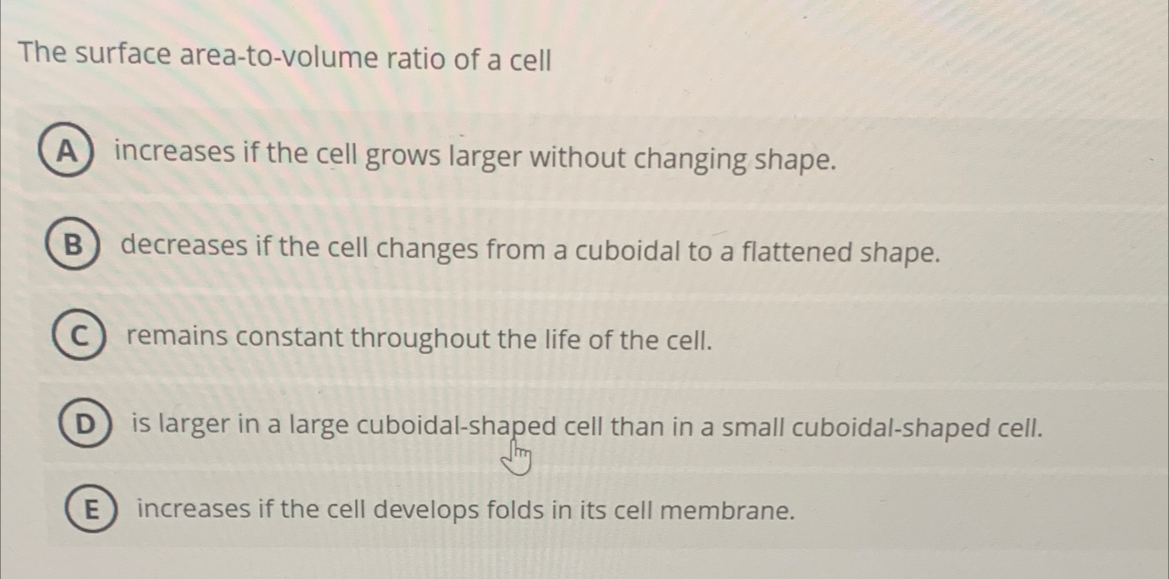 Solved The surface area-to-volume ratio of a cellincreases | Chegg.com
