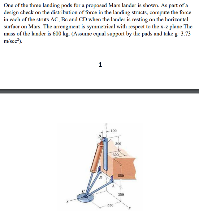 Solved by an EXPERT One of the three landing pods for a proposed Mars ...