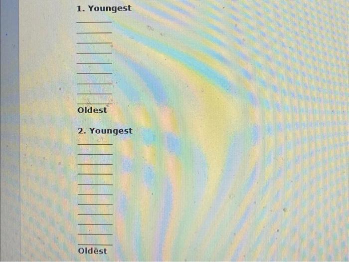 Solved 1. Youngest 2. Youngest Oldèst | Chegg.com