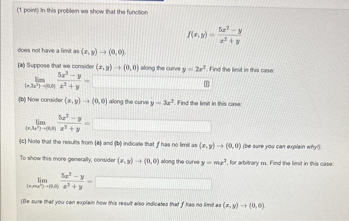Solved (1 point) In this problem we show that the function | Chegg.com