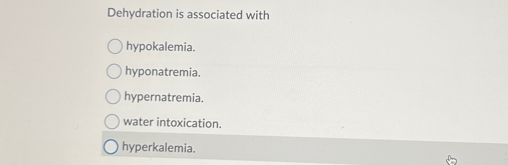 Solved Dehydration is associated | Chegg.com