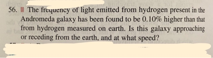Solved 56. II The frequency of light emitted from hydrogen | Chegg.com