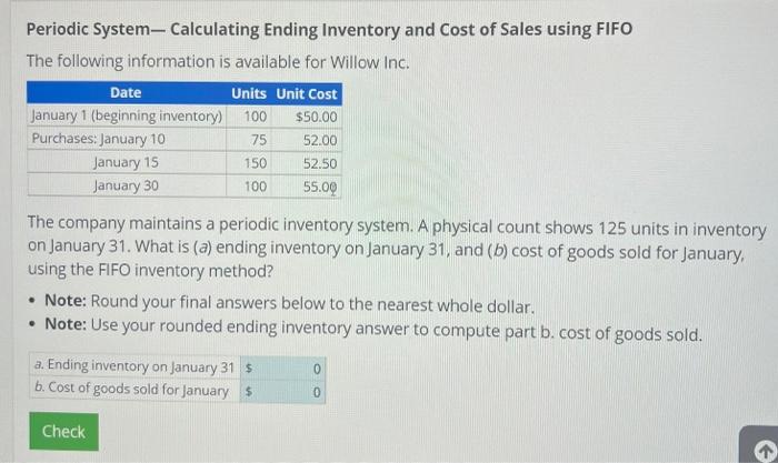 Solved Periodic System-Calculating Ending Inventory and Cost | Chegg.com
