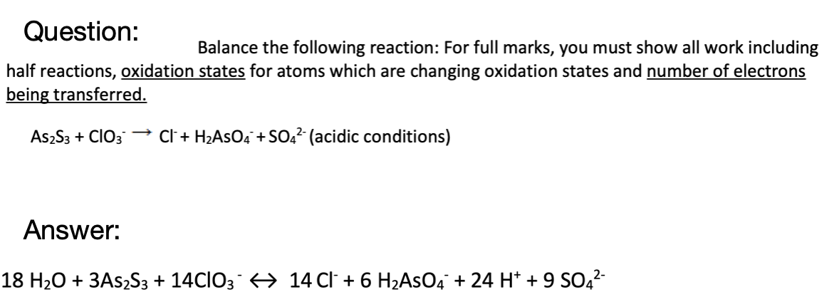 Solved Question:Balance the following reaction: You must | Chegg.com