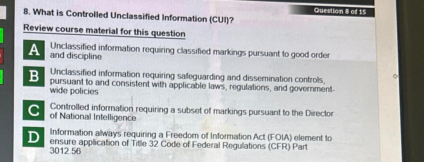 Solved What is Controlled Unclassified Information | Chegg.com