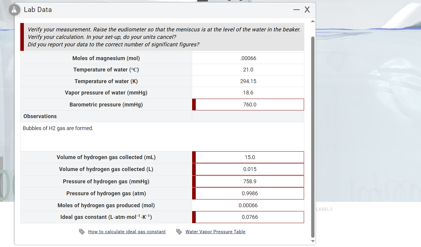 Solved Verify your measurement. Raise the eudiometer so that | Chegg.com