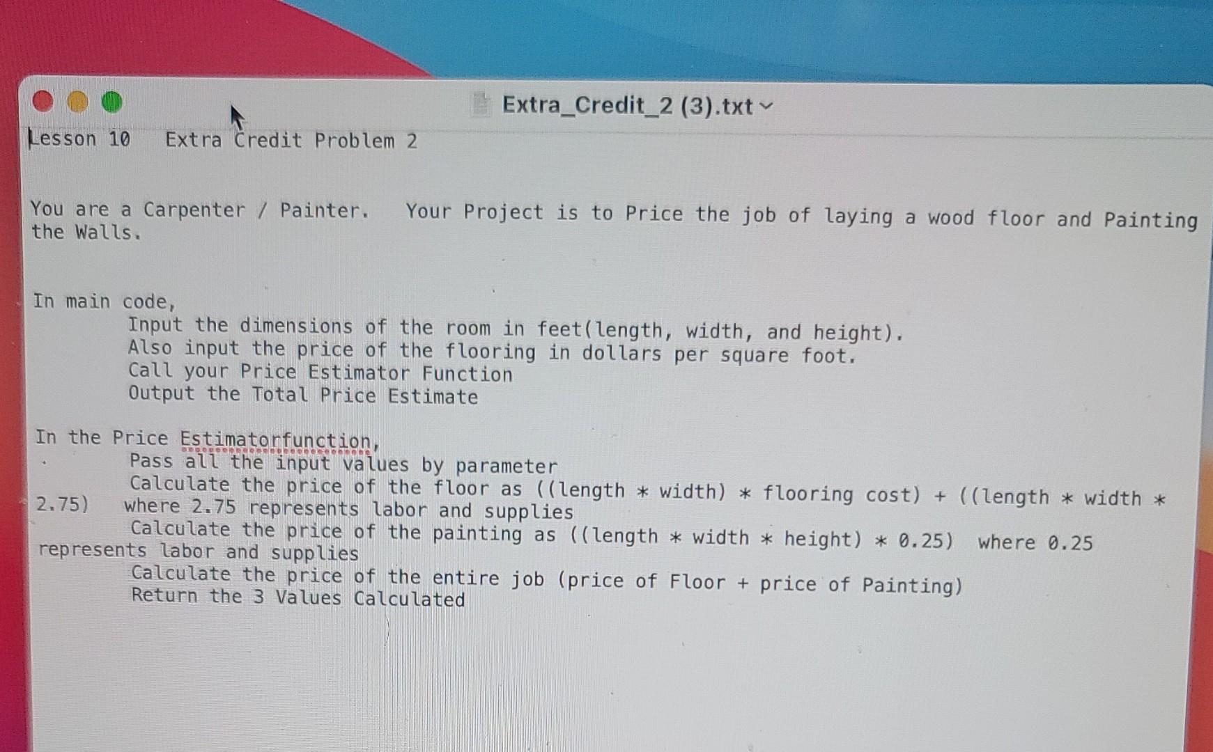 Solved Extra_Credit_1 (3).txt Lesson 10 Extra Credit Problem | Chegg.com