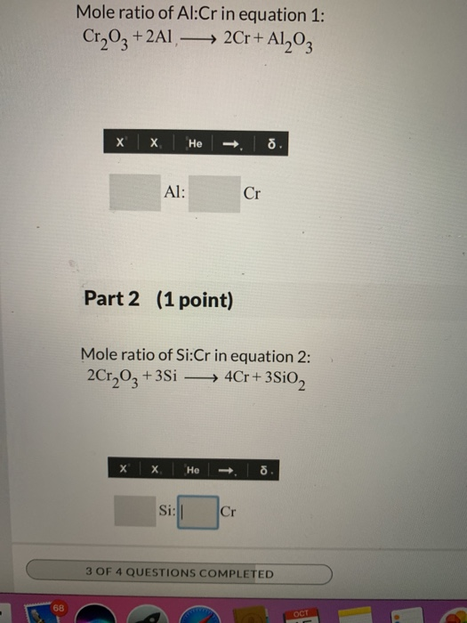 Solved Mole ratio of Al:Cr in equation 1: Cr2O3 +2A1 -→ 2Cr | Chegg.com