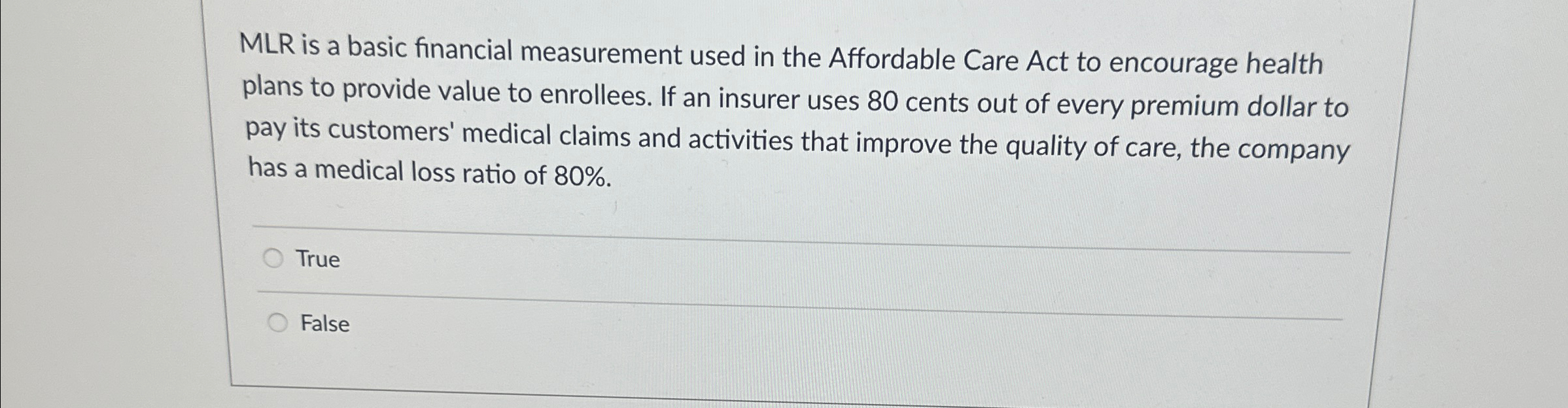 Solved MLR is a basic financial measurement used in the | Chegg.com