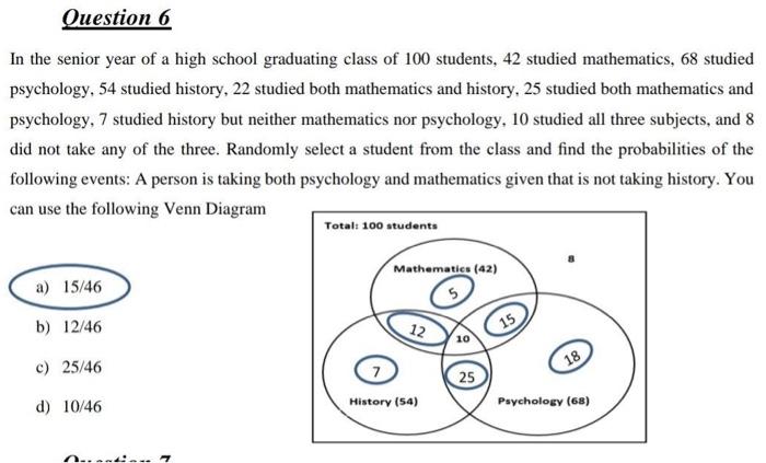 Solved Question 6 In the senior year of a high school | Chegg.com