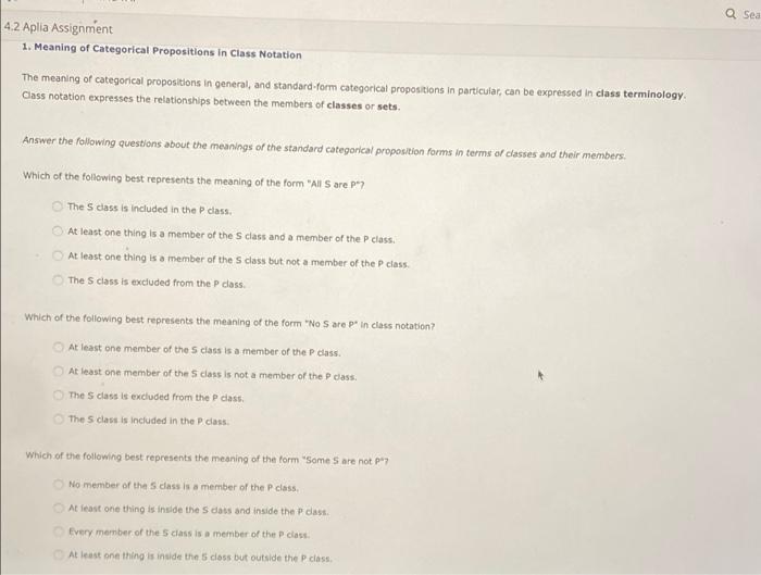 Solved Q Sea 4.2 Aplia Assignment 1. Meaning of Categorical | Chegg.com