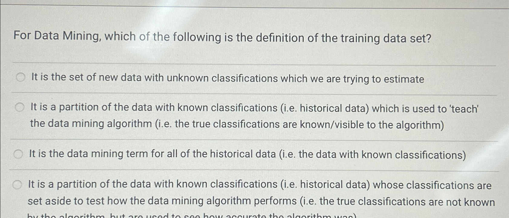 Solved For Data Mining, which of the following is the | Chegg.com