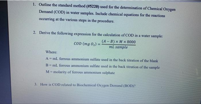 Solved 1. Outline the standard method ( 45220 ) used for the | Chegg.com