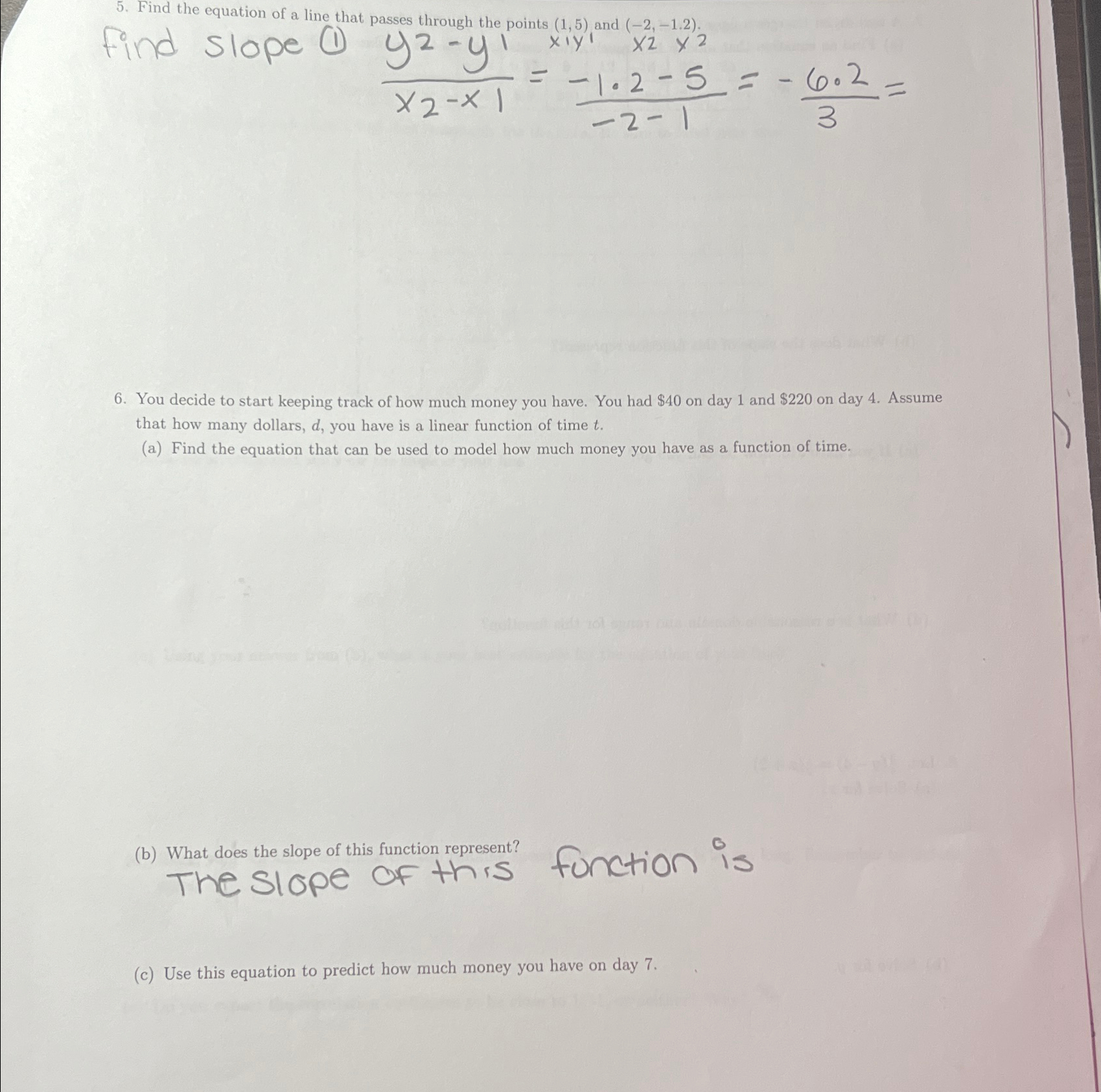 Solved Find the equation of a line that passes through the | Chegg.com
