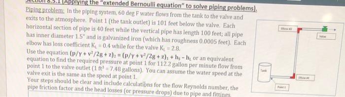 Solved Applying the "extended Bernoulli equation" to solve | Chegg.com