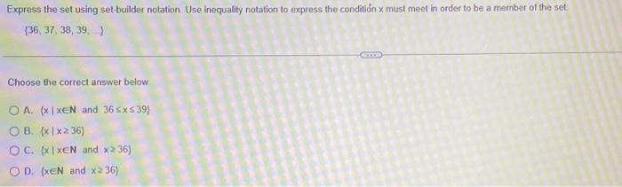 Solved Express the set using set-builder notation. Use | Chegg.com