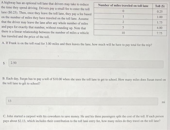 Solved A highway has an optional toll lane that drivers may | Chegg.com