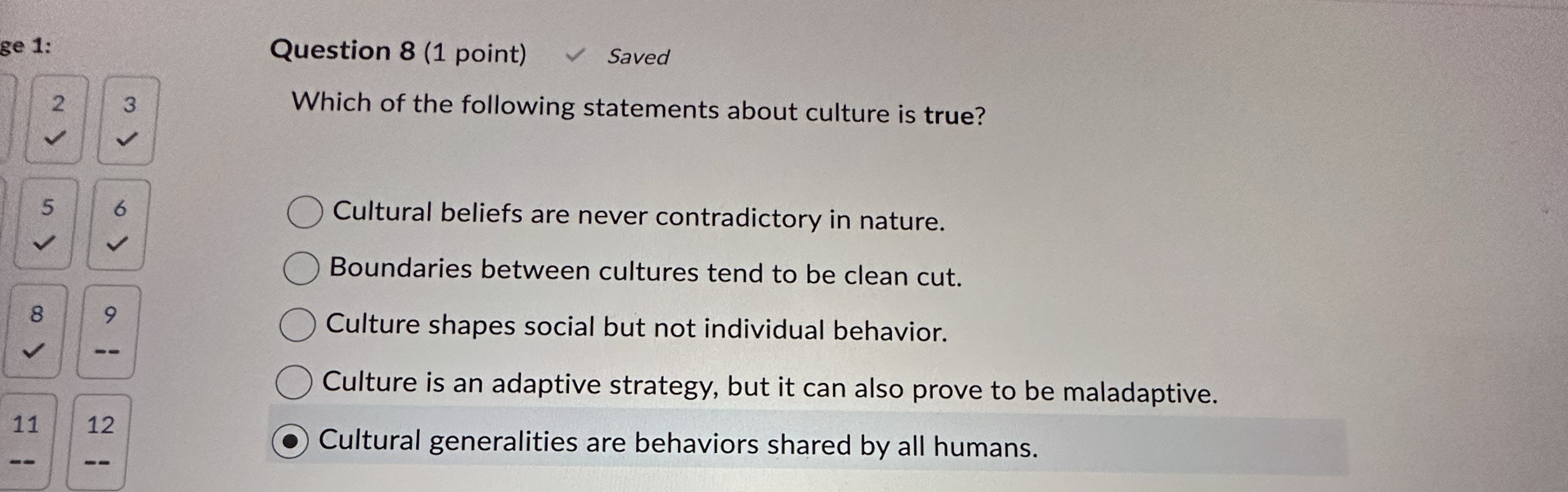 Solved Question 8 (1 ﻿point)Which of the following | Chegg.com