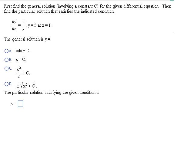 Solved First find the general solution ( involving a | Chegg.com