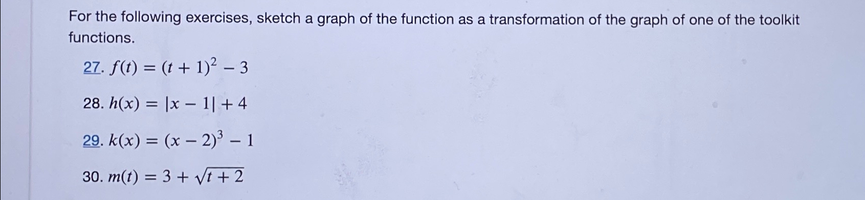 Solved For the following exercises, sketch a graph of the | Chegg.com