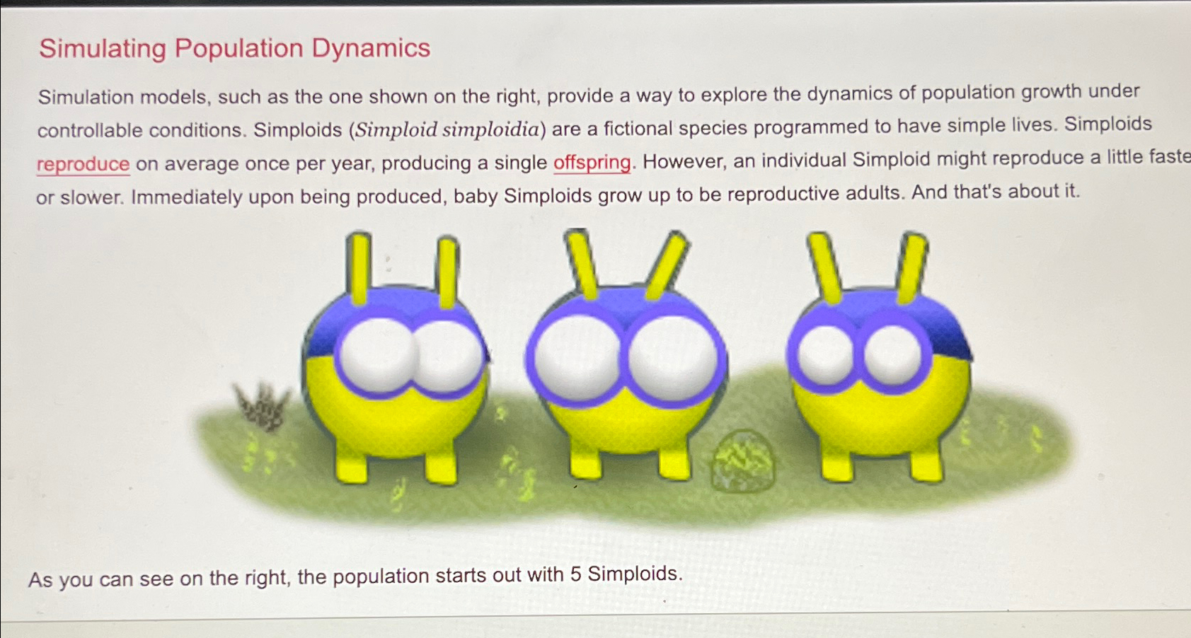 Solved Simulating Population DynamicsSimulation models, such | Chegg.com