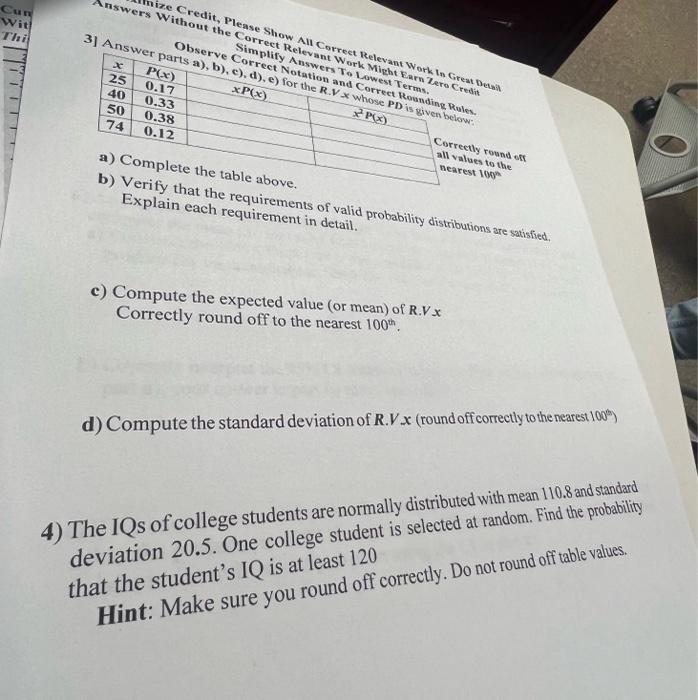 Solved c) Compute the expected value (or mean) of R.V x | Chegg.com