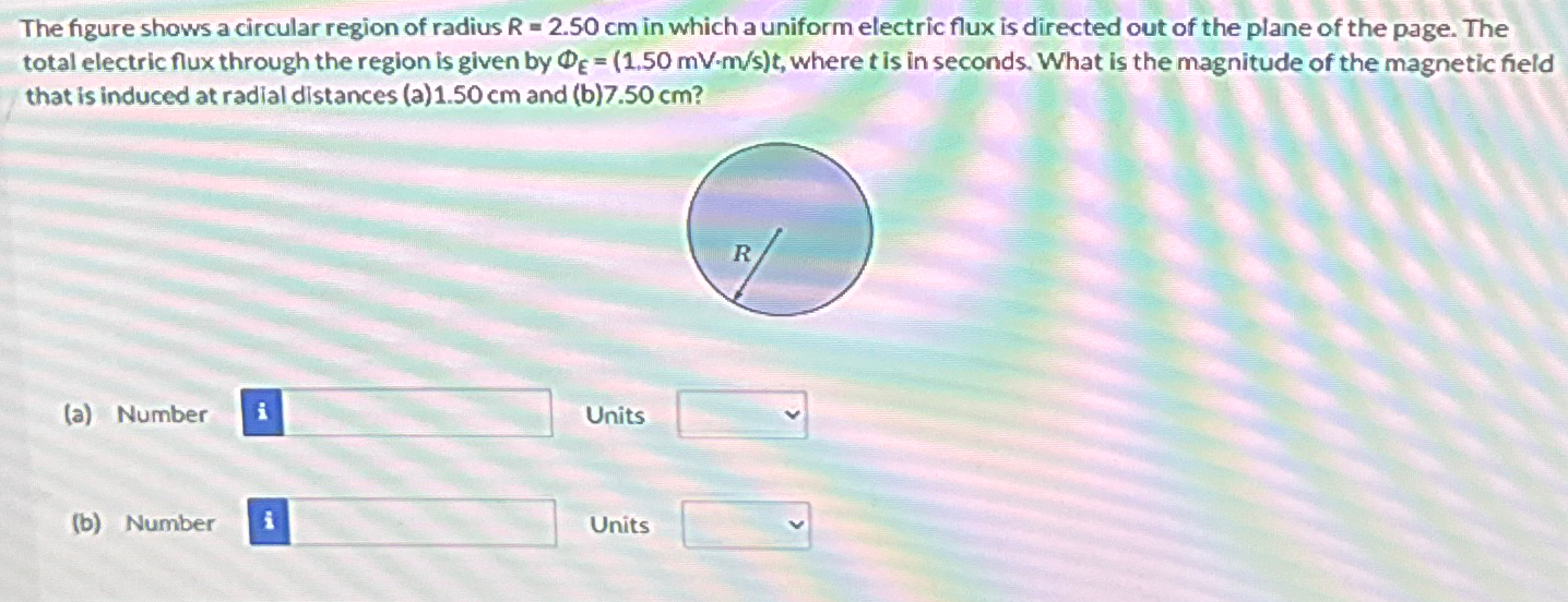 Solved The figure shows a circular region of radius R=2.50cm | Chegg.com