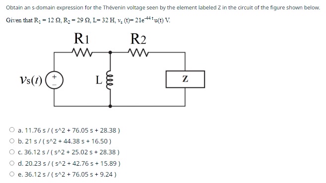 Solved Obtain an s-domain expression for the Thévenin | Chegg.com