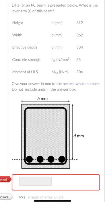Solved Data for an RC beam is presented below. What is the | Chegg.com