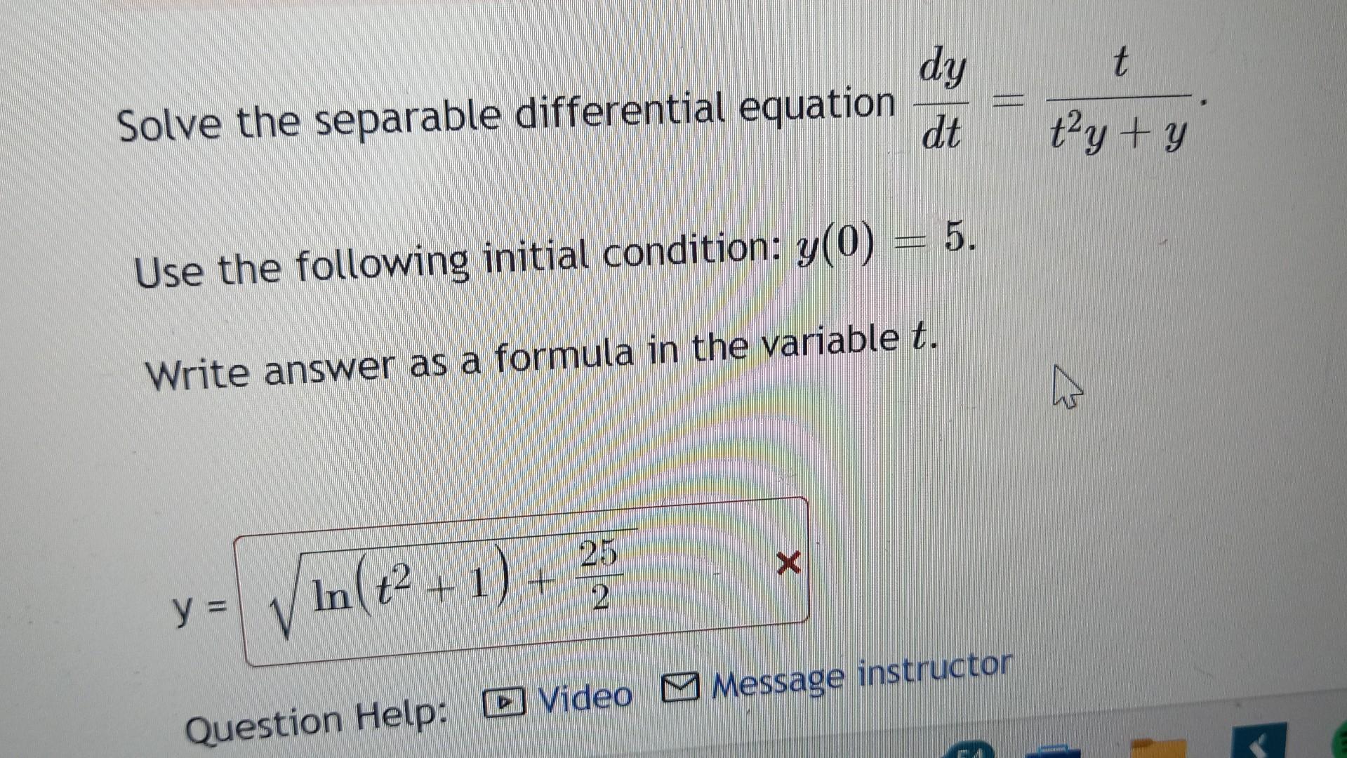 Solved Solve the separable differential equation | Chegg.com