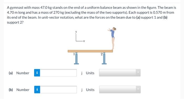 Solved Agymnast with mass 47.0 kg stands on the end of a | Chegg.com