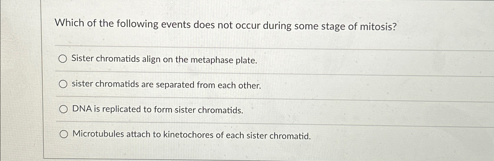 Solved Which of the following events does not occur during | Chegg.com