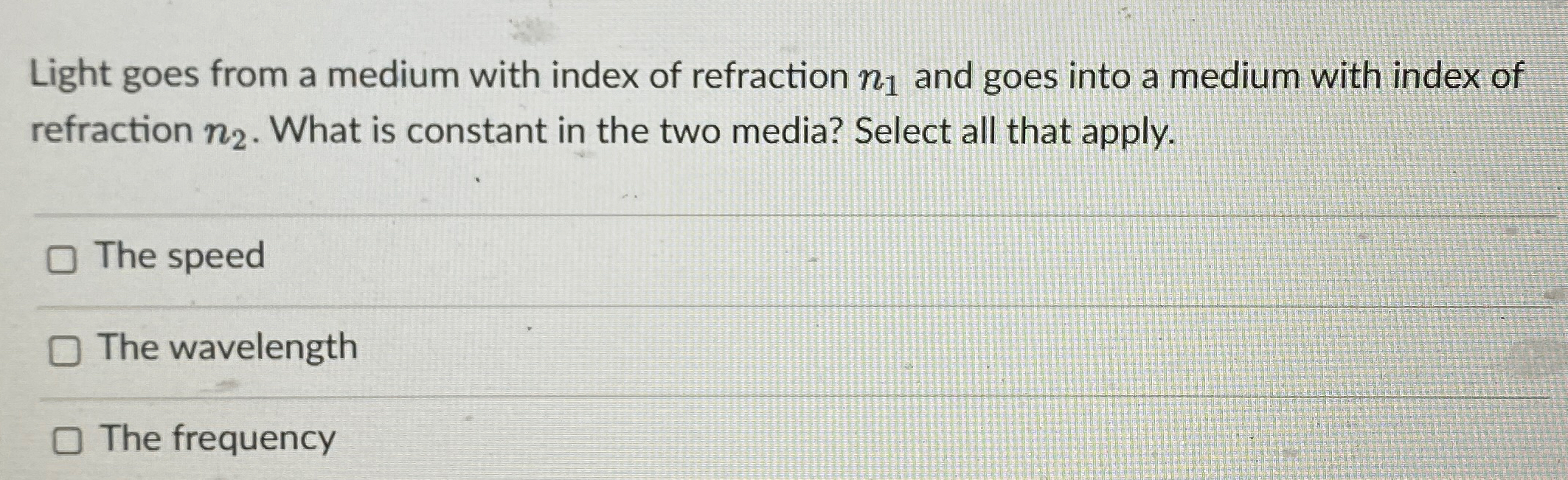 Solved Light goes from a medium with index of refraction n1 | Chegg.com