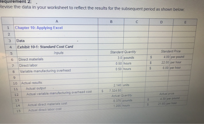 Solved Chapter 10: Applying Excel: Excel Worksheet (Part 1 | Chegg.com