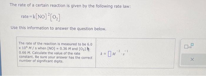 Solved The rate of a certain reaction is given by the | Chegg.com