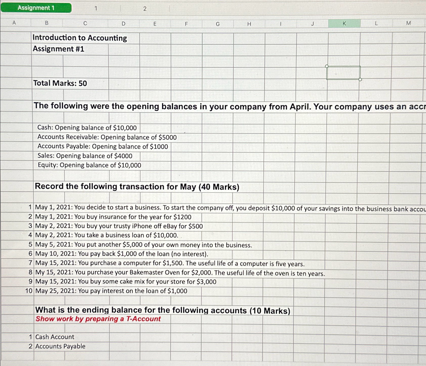 Solved Assignment 112ABCDEFGH1M\table[[Introduction to | Chegg.com