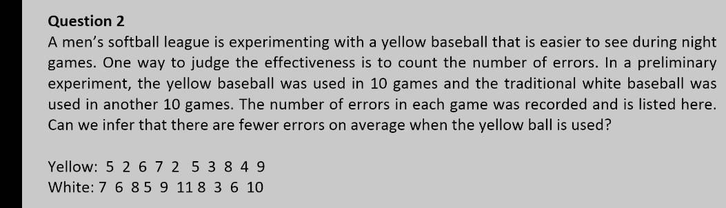 Solved Question 2 A men's softball league is experimenting | Chegg.com