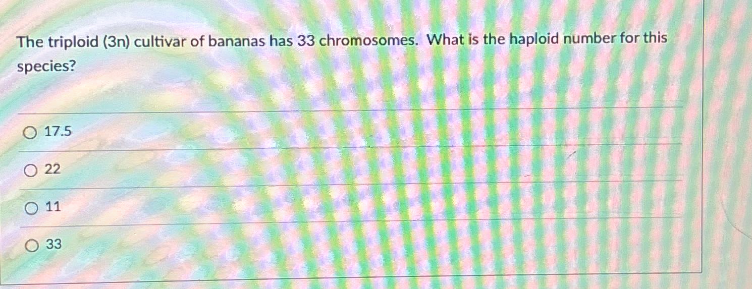 Solved The triploid (3n) ﻿cultivar of bananas has 33 | Chegg.com