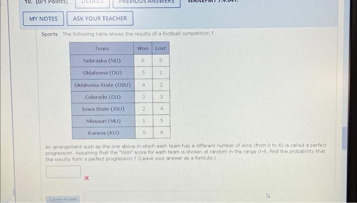 Solved Sports The following table shows the results of a | Chegg.com
